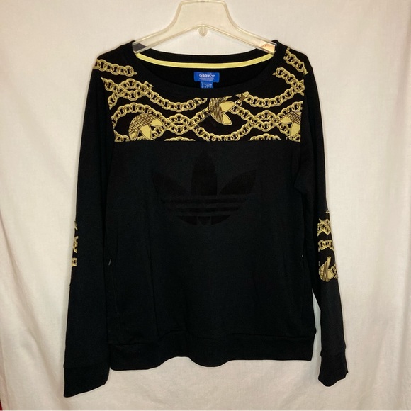 adidas Originals | Tops | Adidas Chain Link Pullover Size L Black Gold ...